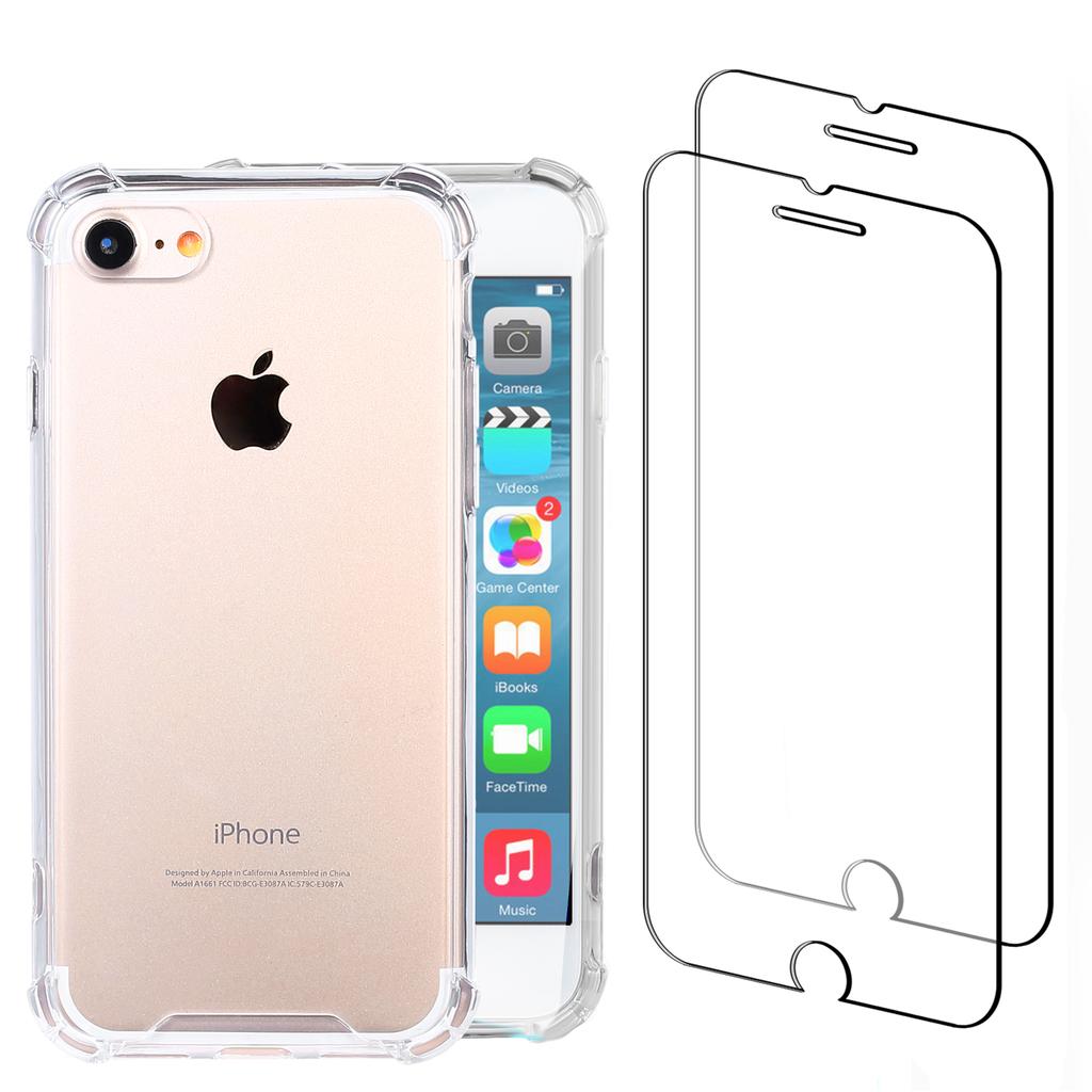 iPhone SE (2022/2020)/8/7 case and 2 protective screens - TPU ...